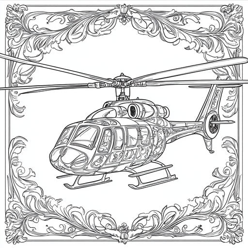 Elegant helicopter with stylish swirls and ornate borders – IMAGELLA