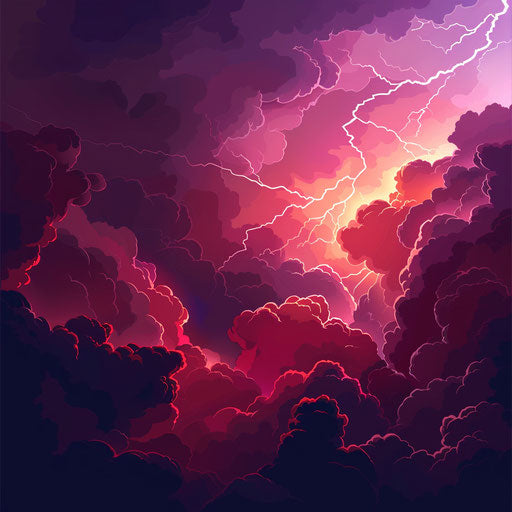 Thunderstorm on maroon background with dynamic shadows – IMAGELLA