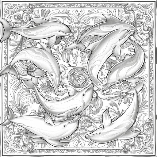 Delfines con motivos históricos en el estilo de Gennady Spirin – IMAGELLA