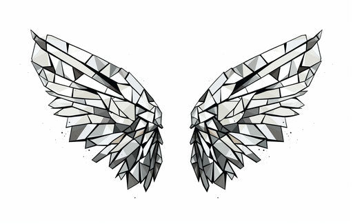 Angular angel wings on white background, geometric cubism – IMAGELLA