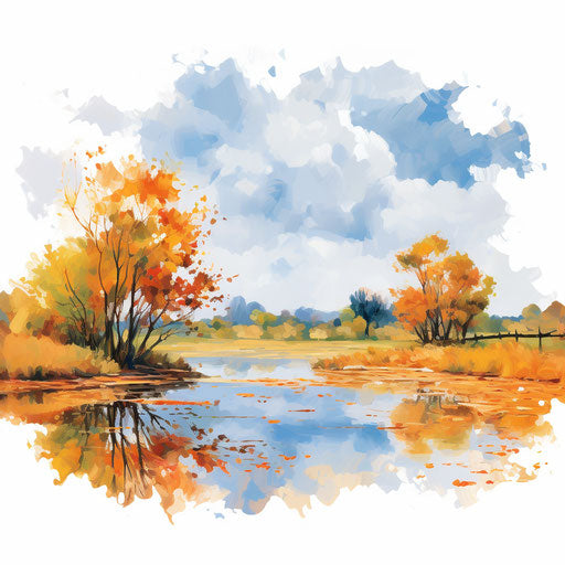 September clip art in the style of Oil painting, on a white background ...