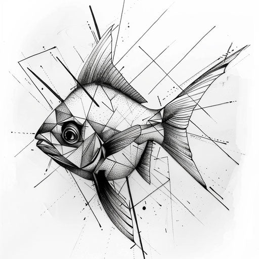 Modern geometric fish tattoo on white background – IMAGELLA