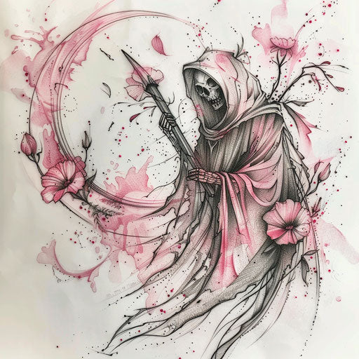 Romantic style tattoo sketch of a reaper death seal – IMAGELLA