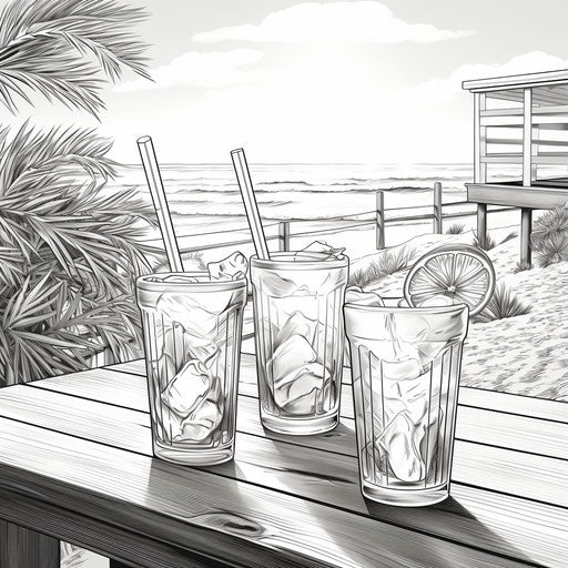 Beach drink coloring for kids in mesmerizing style – IMAGELLA