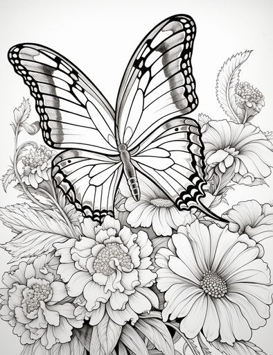 Floral coloring: butterfly, soft mist style, Goa-inspired motifs – IMAGELLA