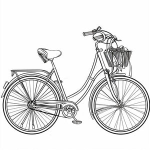 Bicycle with horn and streamers. Coloring book page – IMAGELLA