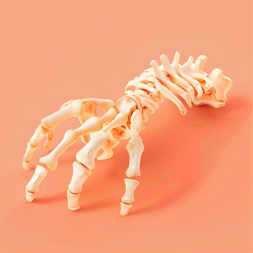 Realistic bone illustration on vibrant coral background – IMAGELLA