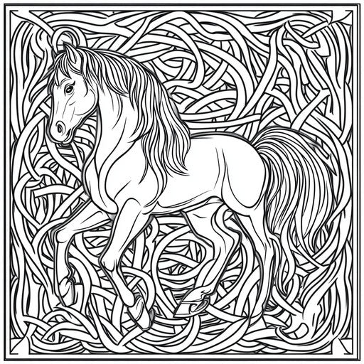 Complex Celtic knot with a pony in the style of Teagan White, Coloring ...