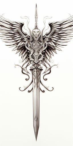 Winged blade in Herb Trimpe style engraving – IMAGELLA