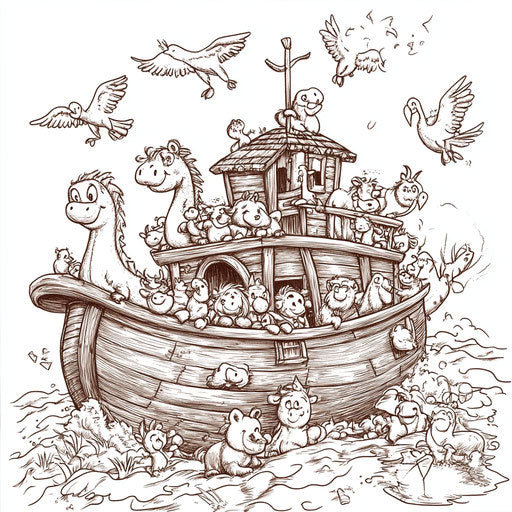 Humorous Noah's Ark with quirky characters – IMAGELLA