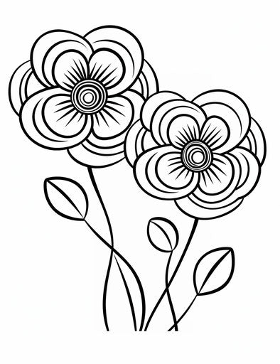 Coloring pages of two flowers with swirls, in the style of Gemma ...