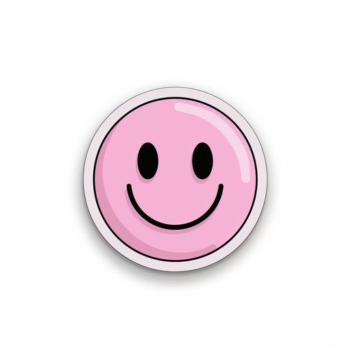 Pink smiley face sticker on white background – IMAGELLA