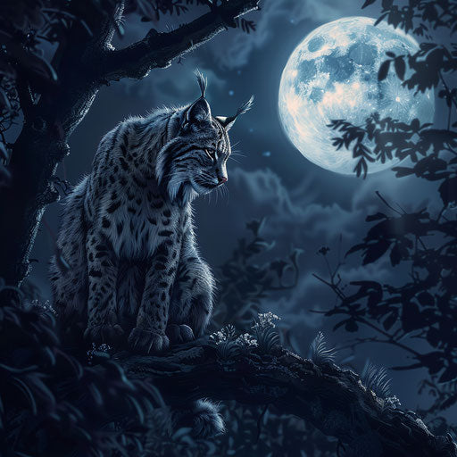 Mysterious atmosphere with a lynx illuminated by the moon – IMAGELLA