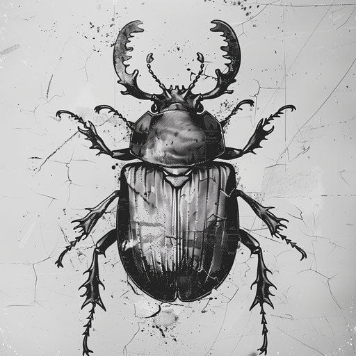 Grunge-style tattoo sketch of rugged beetle – IMAGELLA