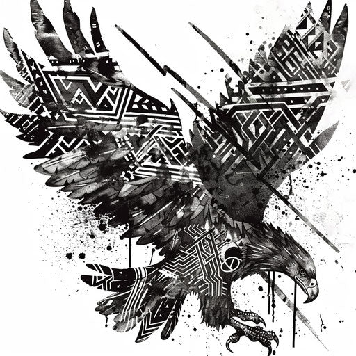 Nordic style eagle tattoo design with runes and Viking art motifs ...