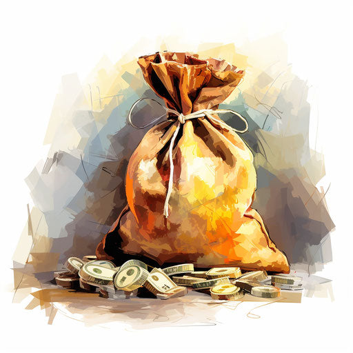 Money bag in Impressionistic Art style, on white background – IMAGELLA