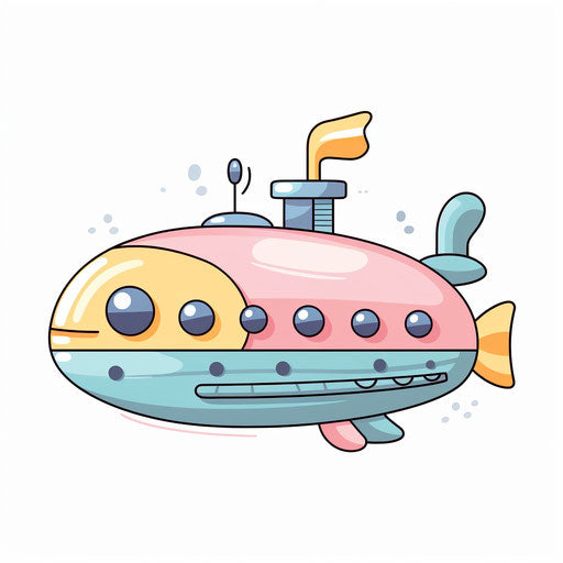Pastel colors submarine on white background – IMAGELLA