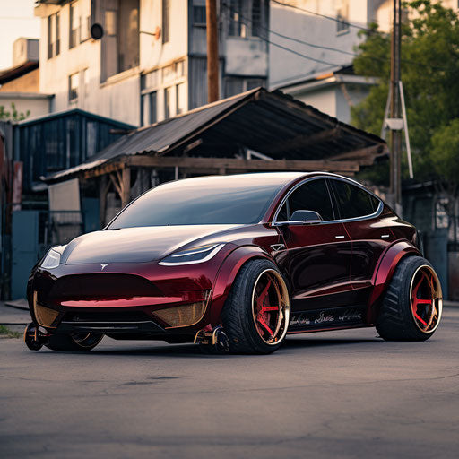 Lowrider Tesla Model Y with hydraulics – IMAGELLA