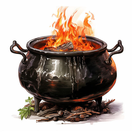 Illustration of cauldron in the style of an oil painting, on white ...