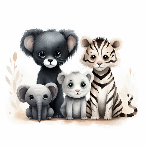 Cute animal drawing in Chiaroscuro Art style on white background – IMAGELLA