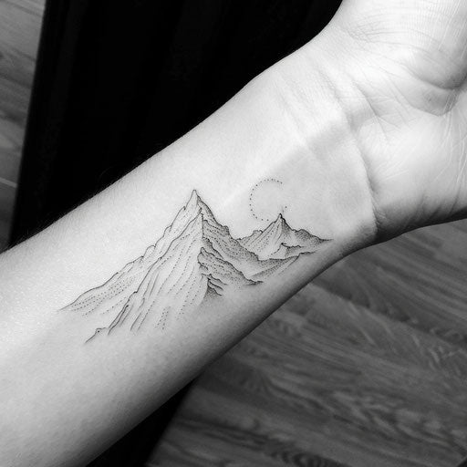 Minimalist mountain fine line tattoo – IMAGELLA