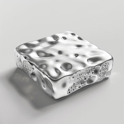 Realistic sponge on flat metallic silver background – IMAGELLA