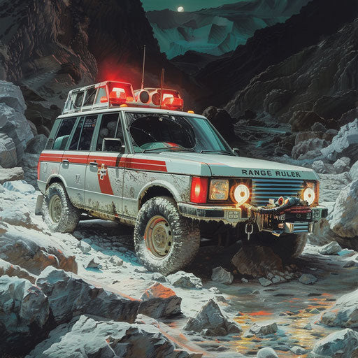 Modified Range Rover rescue vehicle in rugged emergency – IMAGELLA