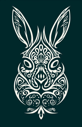 Tribal Easter bunny in dark green and light emerald – IMAGELLA
