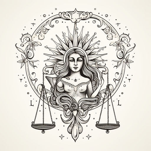 Libra and sun, hand drawn vector illustration, health goth style – IMAGELLA
