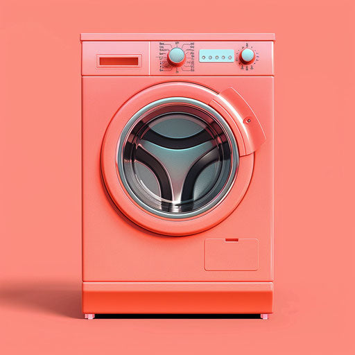 Realistic washing machine on vibrant coral background – IMAGELLA