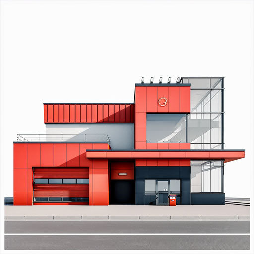 Fire station illustration with photo realistic style on white – IMAGELLA