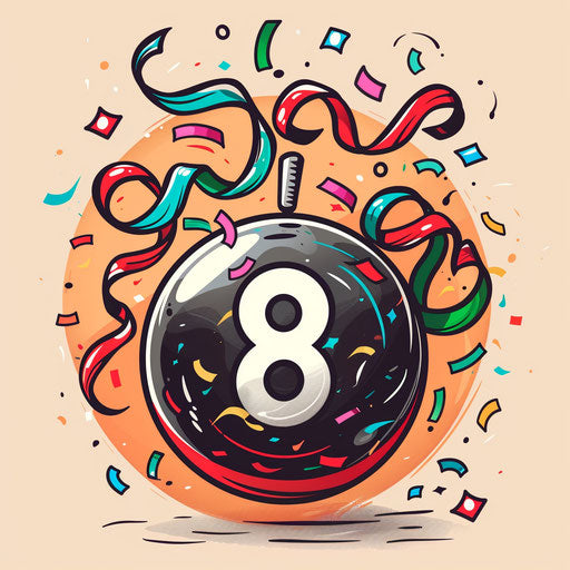 8 ball with festive confetti and streamers – IMAGELLA