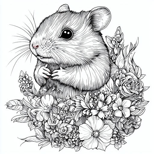 Hámster elegante con patrones vintage y decorativos en el estilo de ...