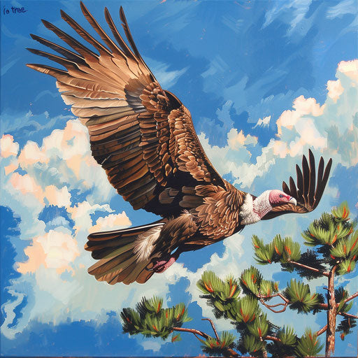White-rumped vulture gracefully soaring against a backdrop of cumulus ...