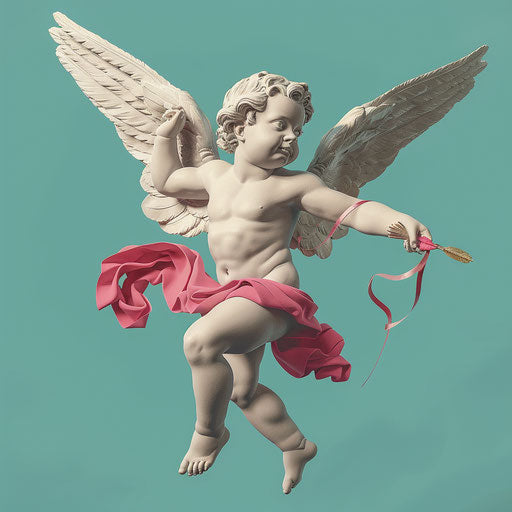 Realistic cupid clipart on flat turquoise background – IMAGELLA