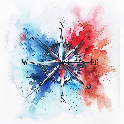 Intricate compass rose on pristine white watercolor background – IMAGELLA