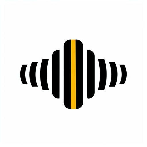 Black and yellow audio logo on a sleek white background – IMAGELLA