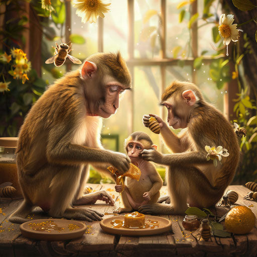 Monkey family teaches young to gather honey safely from bees – IMAGELLA