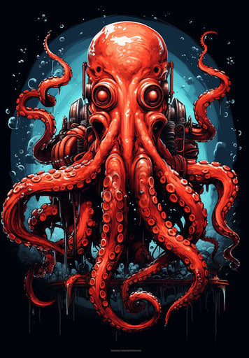 Dive master octopus clipart illustration by Mike Koen art of diving ...