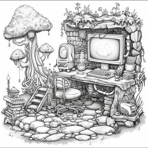 A whimsical computer in a fantasy setting with magical elements – IMAGELLA