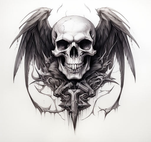 Pelican tattoo design with skull, coffin, chain in graphite sketch ...