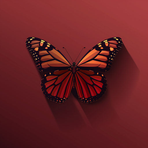 Deep maroon flat background with realistic butterfly clipart and ...