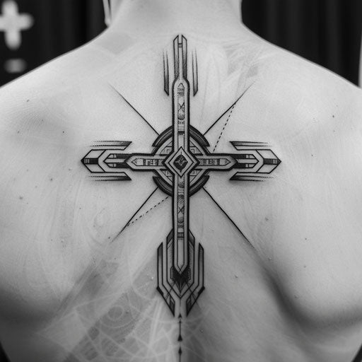 Art Deco inspired strength cross tattoo – IMAGELLA