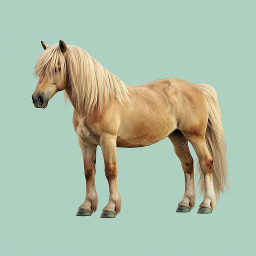 Realistic pony clipart on flat, serene aqua background – IMAGELLA