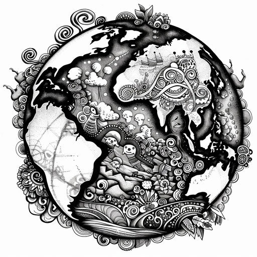 Highly detailed zentangle illustration of Earth – IMAGELLA
