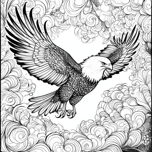 Eagle soaring in the sky, Jen Bartel style, Coloring book – IMAGELLA