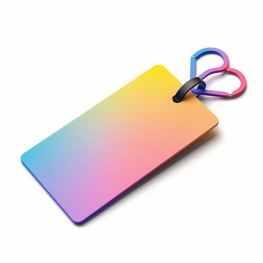 Realistic name tag clipart on flat white background, vibrant colors and ...