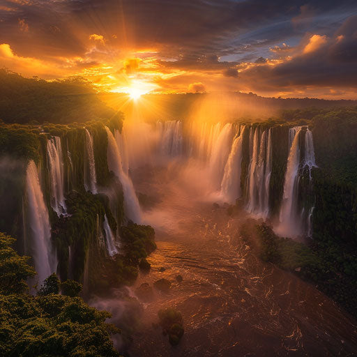 Iguazu Falls with dramatic mist and sunset – IMAGELLA