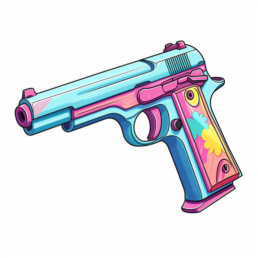 Gun illustration in the style of Pastel Colors Art, on white background ...