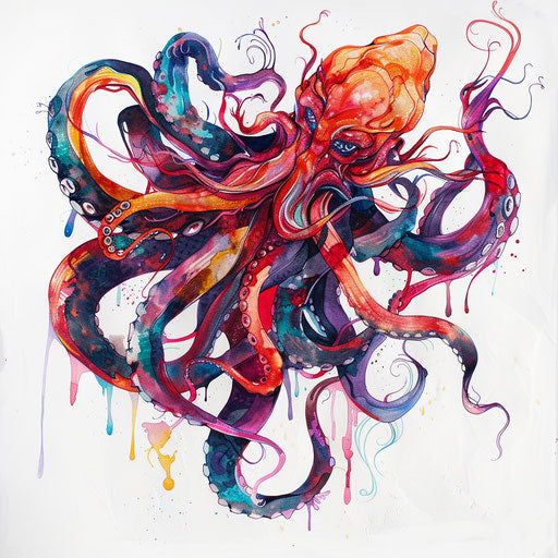 Colorful abstract octopus tattoo concept on white background – IMAGELLA